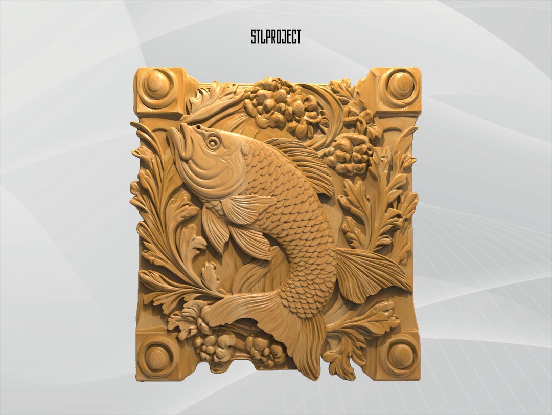 Fish 3D STL Relief Design - Ideal for CNC Router and 3D Printing ...