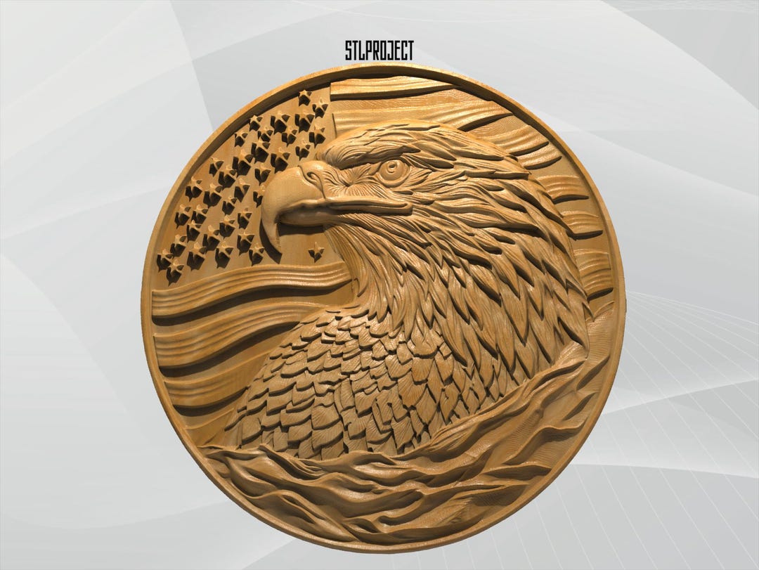 Eagle America Flag STL for CNC CNC Router 3D Print Wood Carving Depth ...