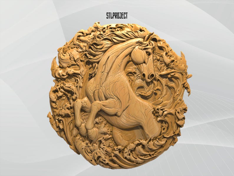 Horse Jump 3D STL Relief Design - Ideal for CNC Router and 3D Printing ...