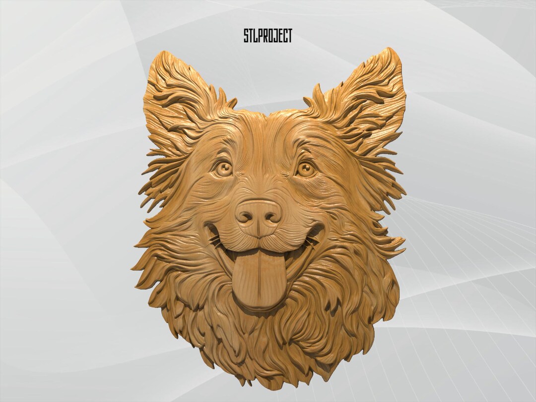 Border Collie 3D STL Relief Design - Ideal for CNC Router and 3D ...