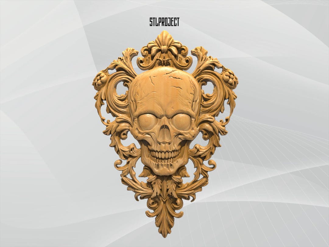 Skull STL for CNC CNC Router 3D Print Wood Carving Depth Map Heightmap ...