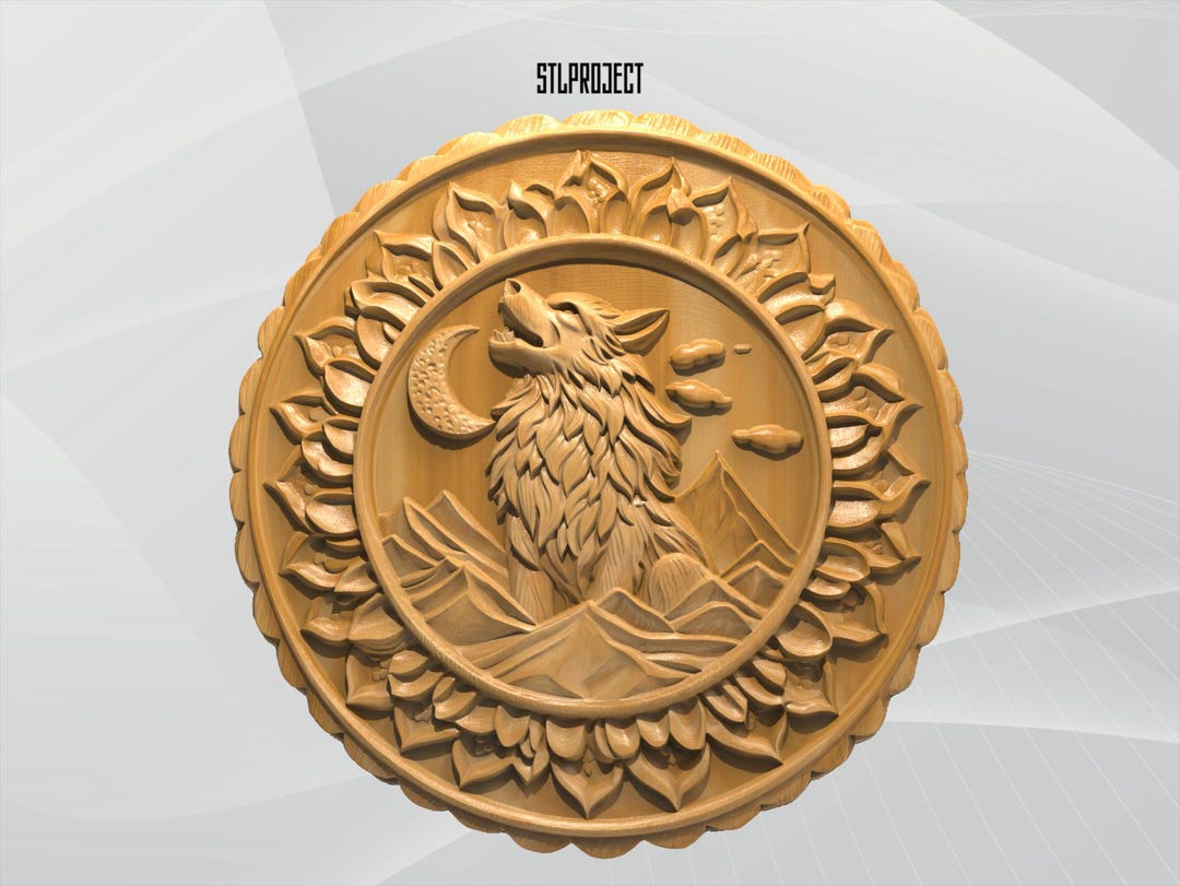 Wolf Howling 3D STL Relief Design - Ideal for CNC Router and 3D ...