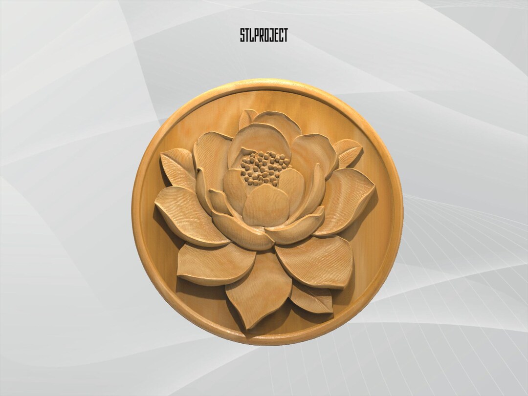 Lotus 3D STL Relief Design - Ideal for CNC Router and 3D Printing ...