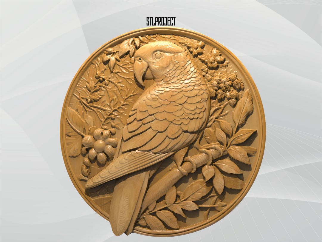 Parrot STL for CNC | CNC Router | 3D Print | Wood Carving | Depth Map ...