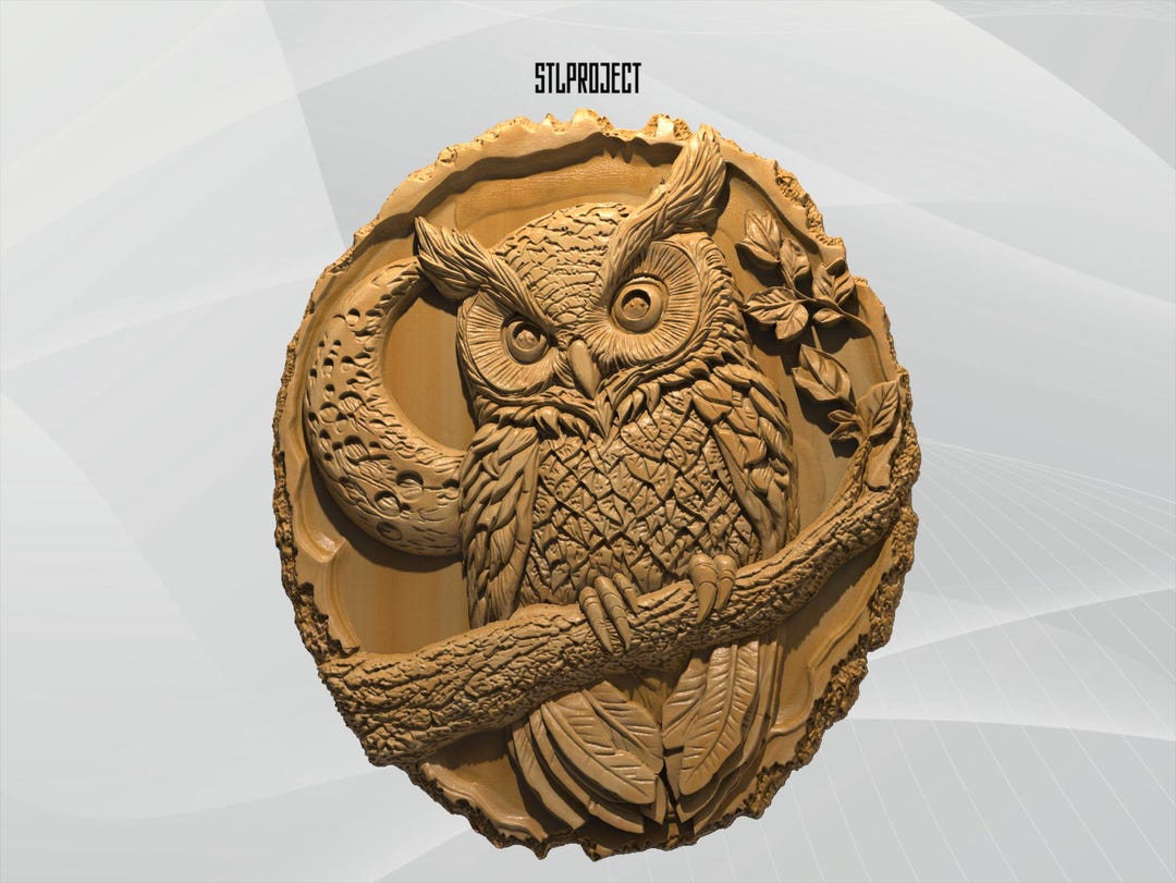 Owl STL for CNC CNC Router 3D Print Wood Carving Depth Map Heightmap ...