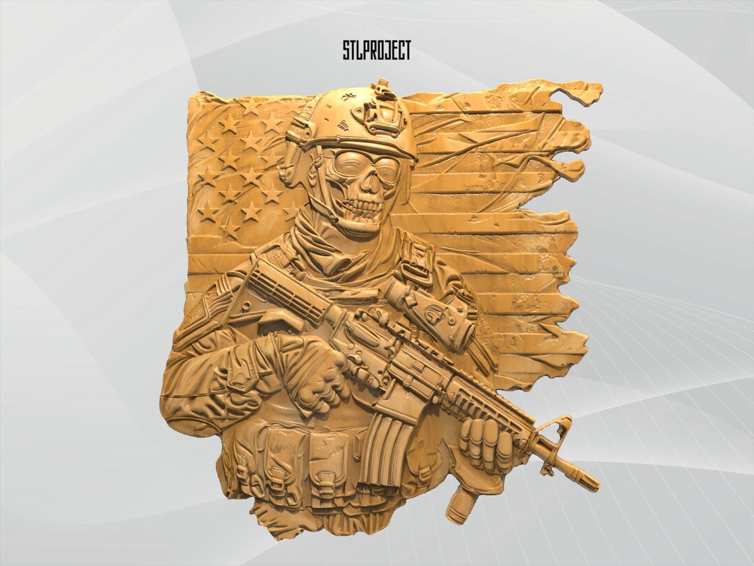 Soldier STL for CNC CNC Router 3D Print Wood Carving Depth Map ...