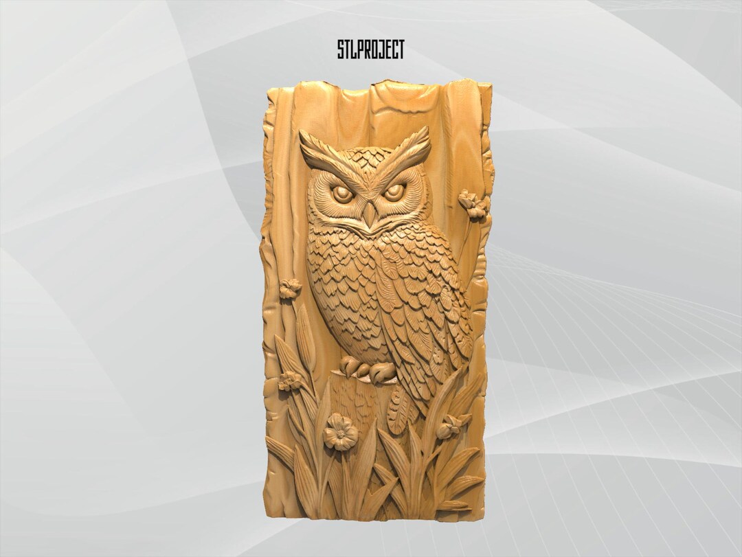 Owl STL for CNC | CNC Router | 3D Print | Wood Carving | Depth Map ...