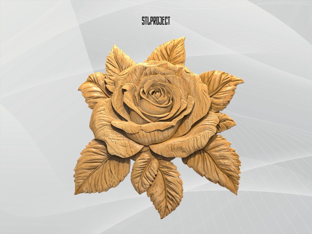 Rose STL for CNC CNC Router 3D Print Wood Carving Depth Map Heightmap ...