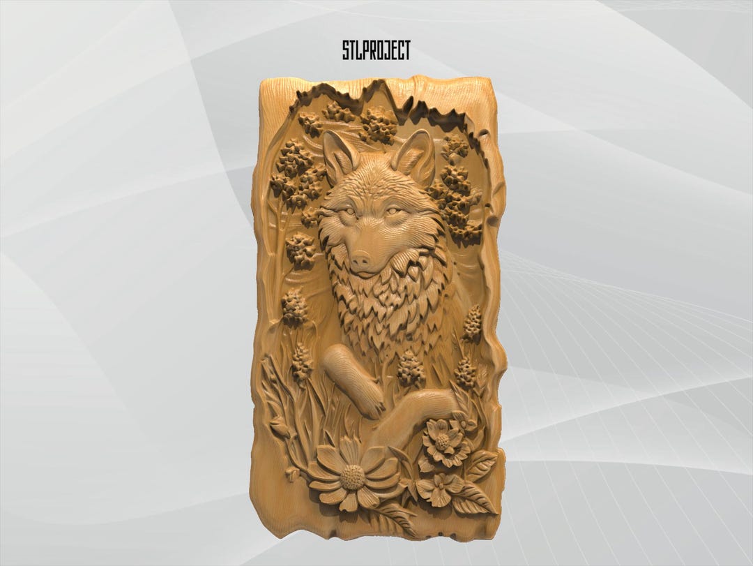 Wolf STL for CNC | CNC Router | 3D Print | Wood Carving | Depth Map ...