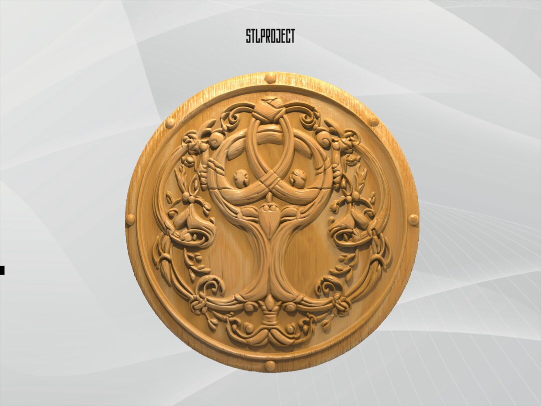 Viking Shield STL for CNC CNC Router 3D Print Wood Carving Heightmap ...