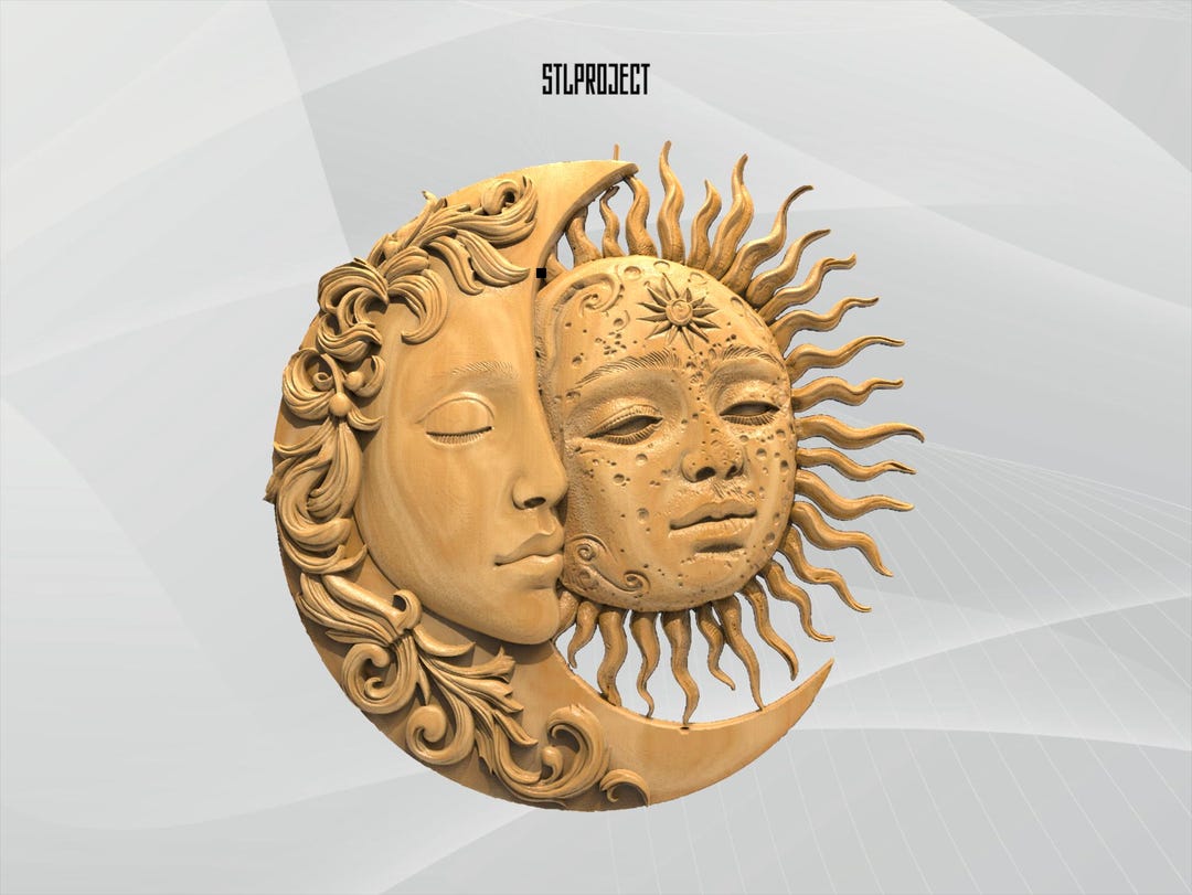 Moon Sun 3D STL Relief Design - Ideal for CNC Router and 3D Printing ...