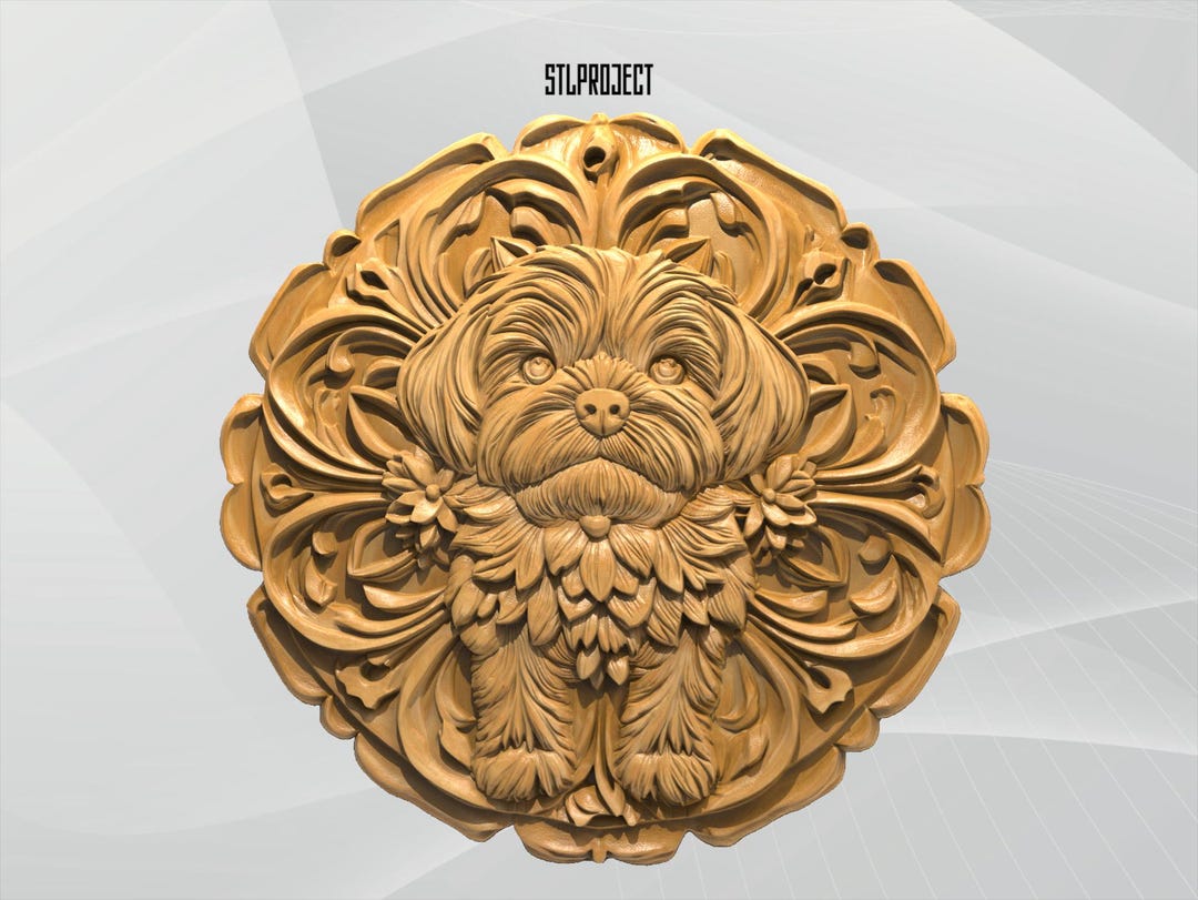 Maltese Dog STL for CNC CNC Router 3D Print Wood Carving Depth Map ...