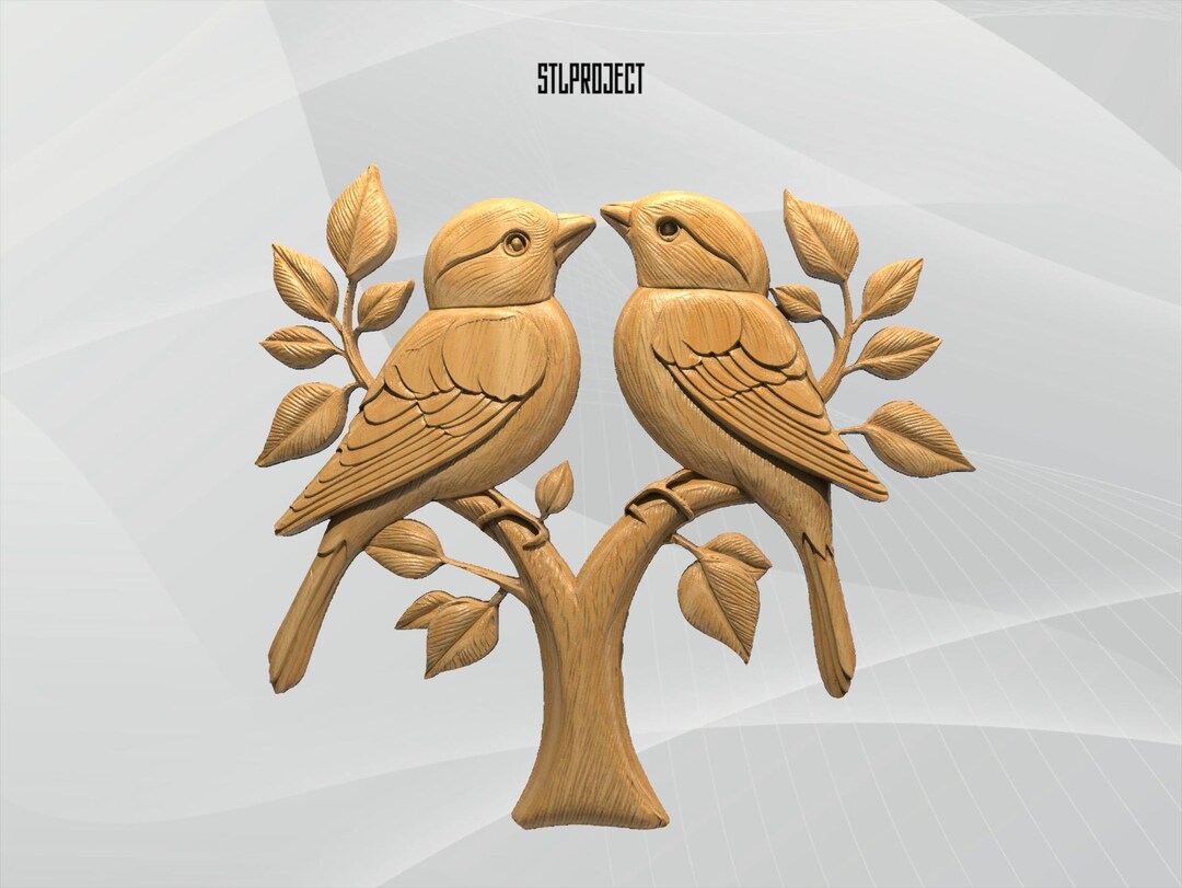Couple Bird STL for CNC CNC Router 3D Print Wood Carving Depth Map ...