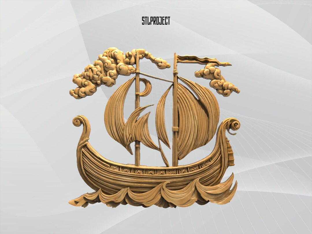 Viking Ship 3D STL Relief Design - Ideal for CNC Router and 3D Printing ...