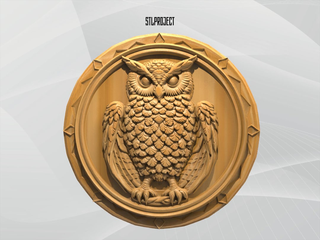 Owl STL for CNC | CNC Router | 3D Print | Wood Carving | Depth Map ...