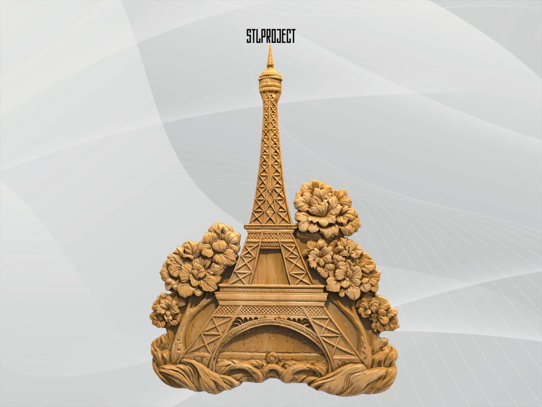 Eiffel Tower STL for CNC CNC Router 3D Print Wood Carving Depth Map ...