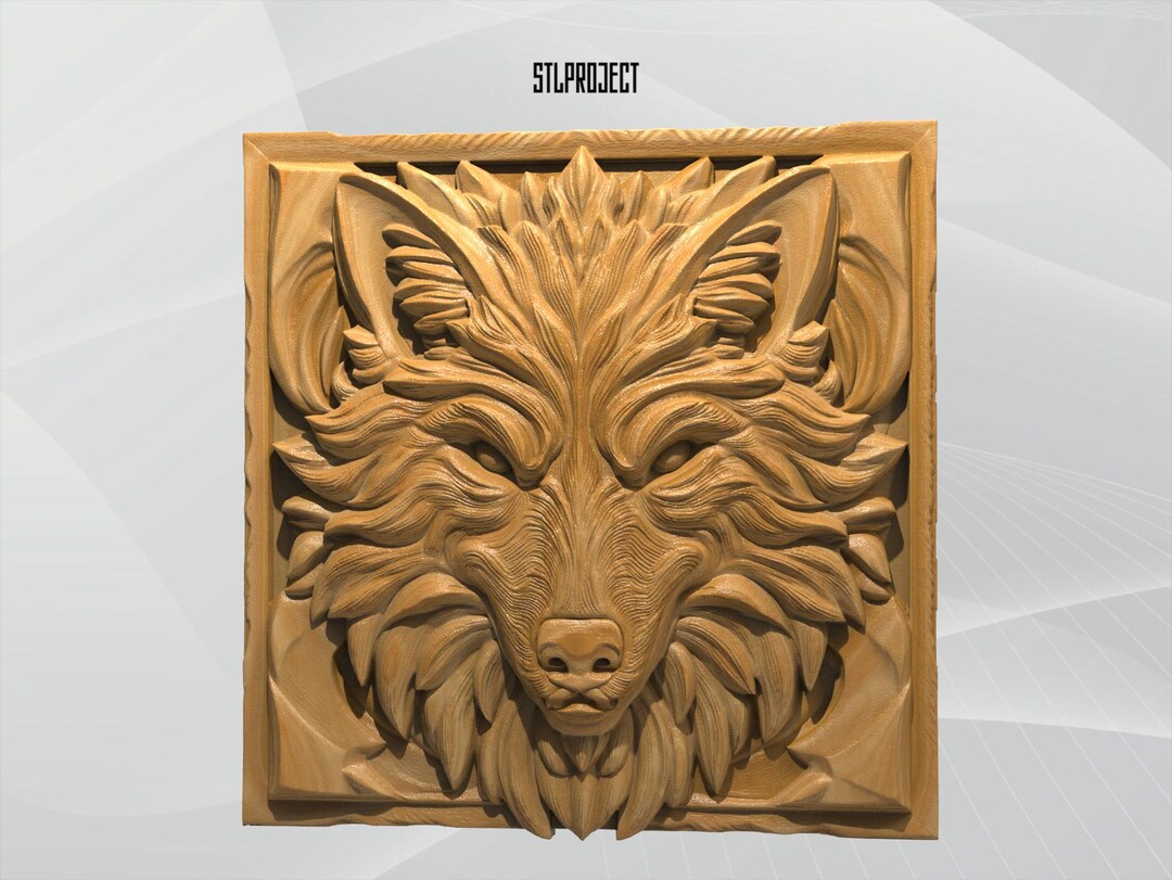 Wolf STL for CNC CNC Router 3D Print Wood Carving Depth Map Heightmap ...