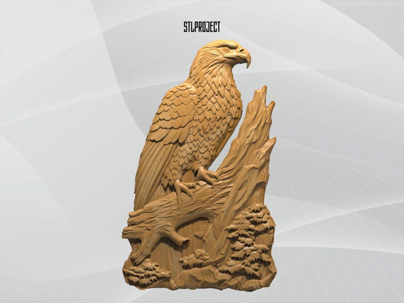 Eagle STL for CNC CNC Router 3D Print Wood Carving Depth Map Heightmap ...