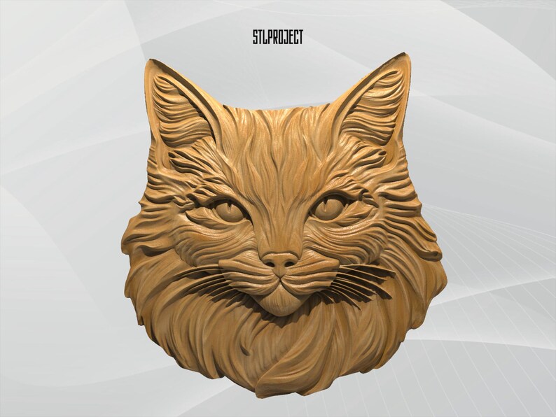 Cat STL for CNC CNC Router 3D Print Wood Carving Depth Map Heightmap ...