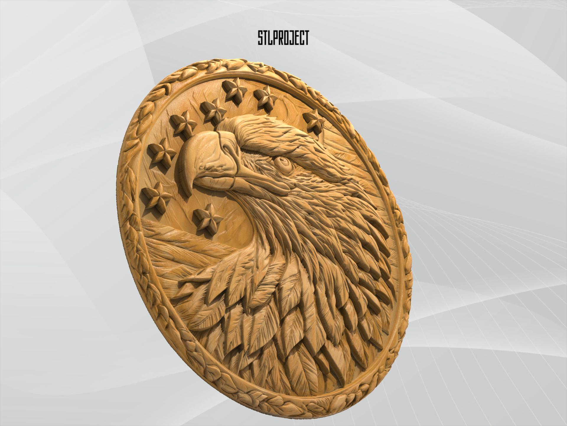 Eagle Coin 3D STL Relief Design - Ideal for CNC Router and 3D Printing ...