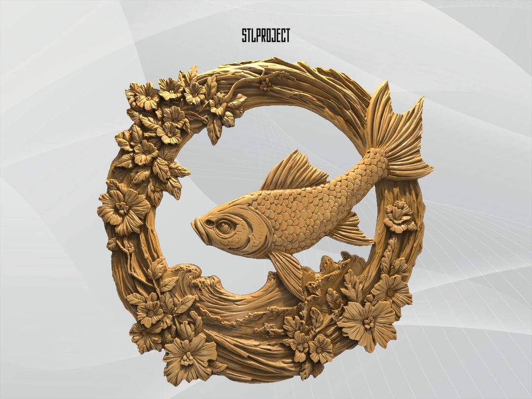 Fish STL for CNC | CNC Router | 3D Print | Wood Carving | Depth Map ...