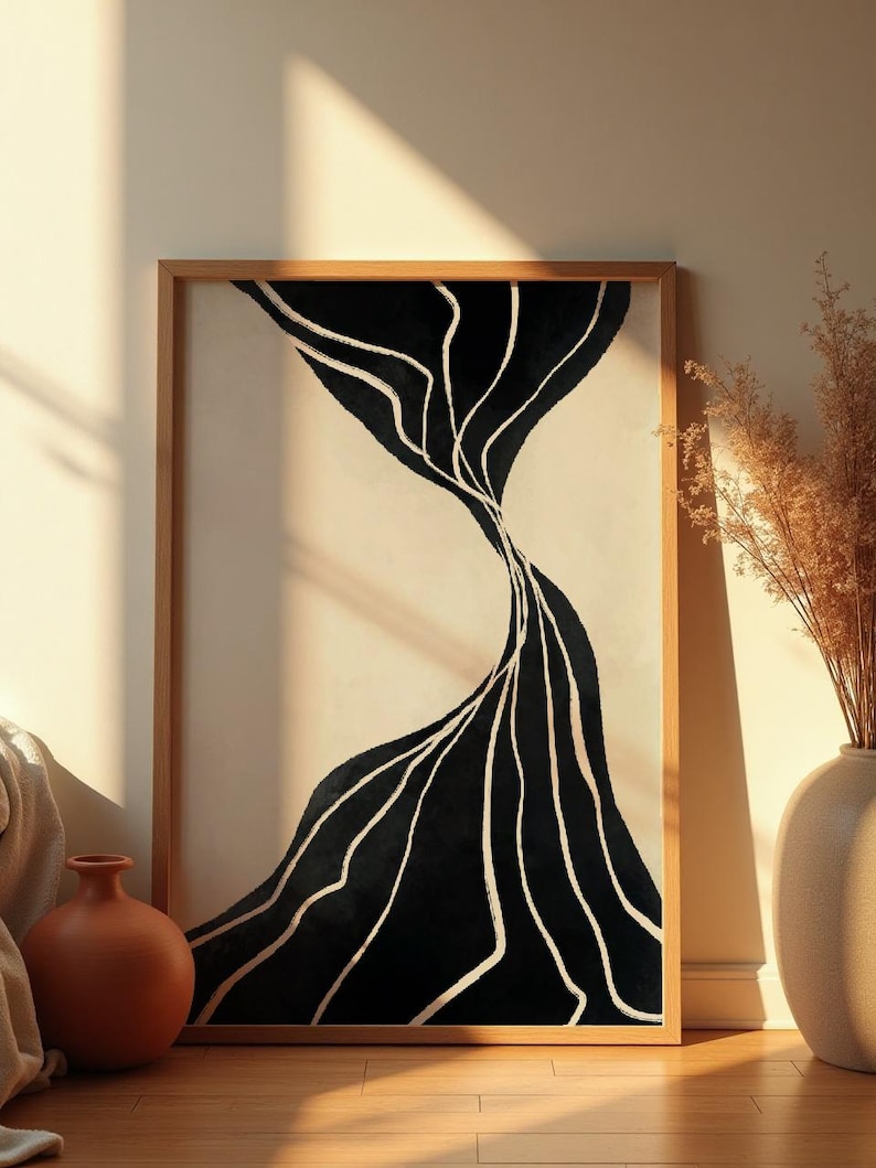 Minimalist Black Lines Art Print, Modern Abstract Poster (digital ...