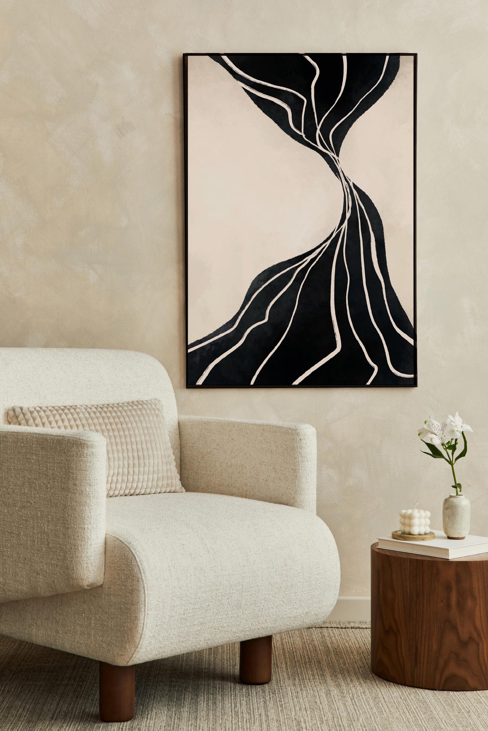 Minimalist Black Lines Art Print, Modern Abstract Poster (digital ...