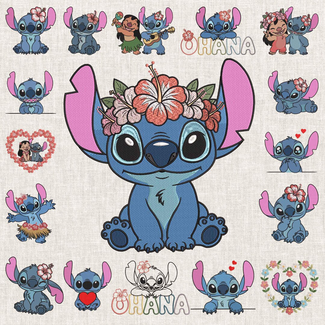 Omega Bundle Stitch Embroidery Design, Stitch Embroidery File, Cute ...