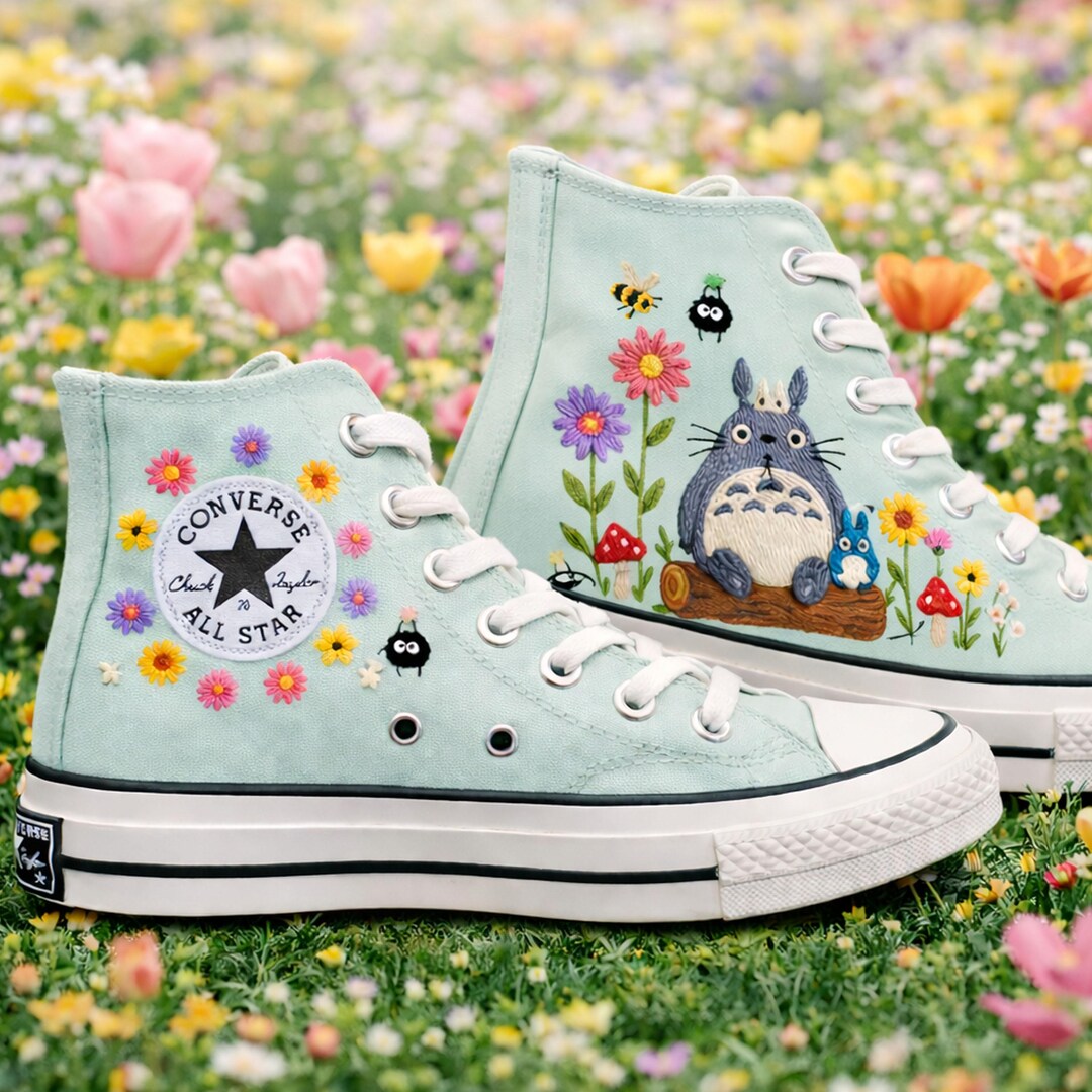 Custom Chibi Cartoon Character Embroidered Converse Sneakers – Soot ...