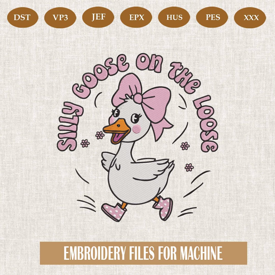 Silly Goose Embroidery Design, Cute Goose Patch, Fun Animal Patch ...