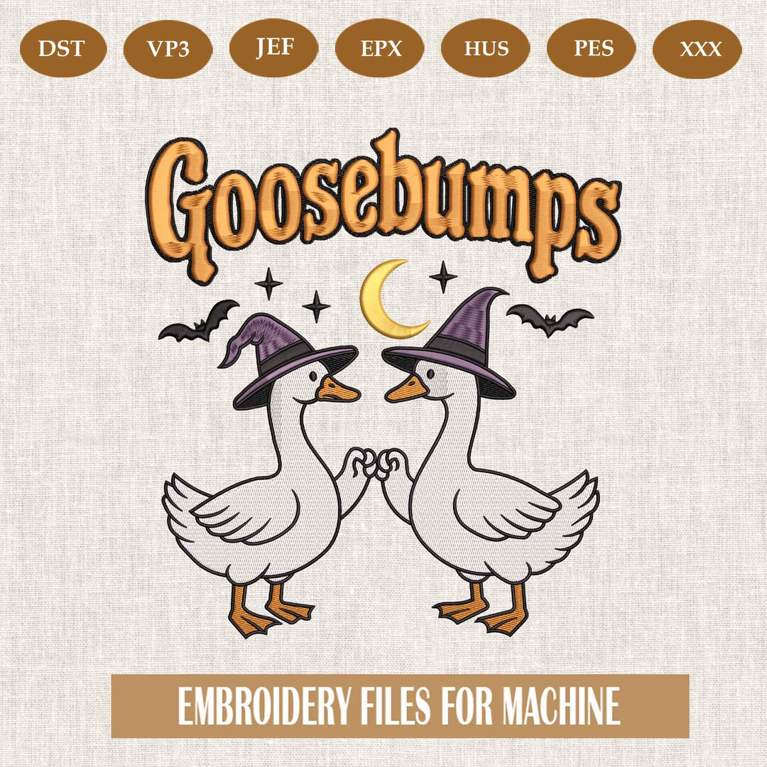 Goosebumps Halloween Embroidery Designs, Cute Witch Goose Embroidery ...