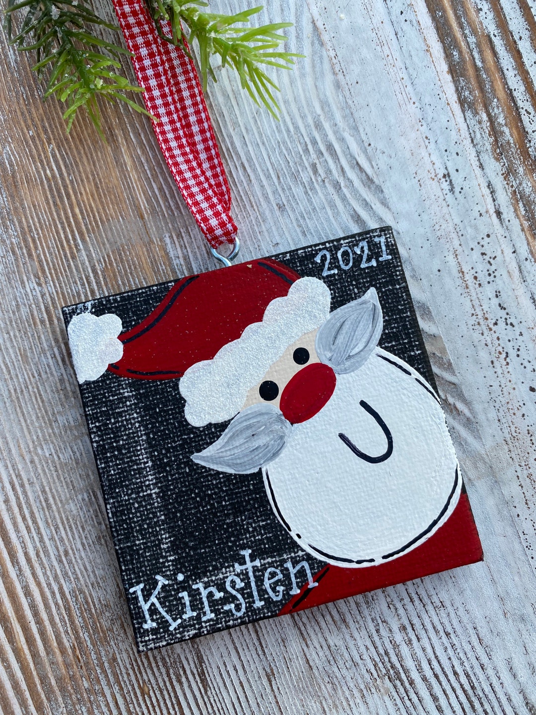 Personalized Hand Painted Santa Ornament - Etsy