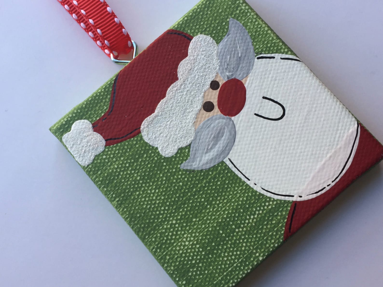 Personalized Santa Canvas Ornament - Green - Etsy