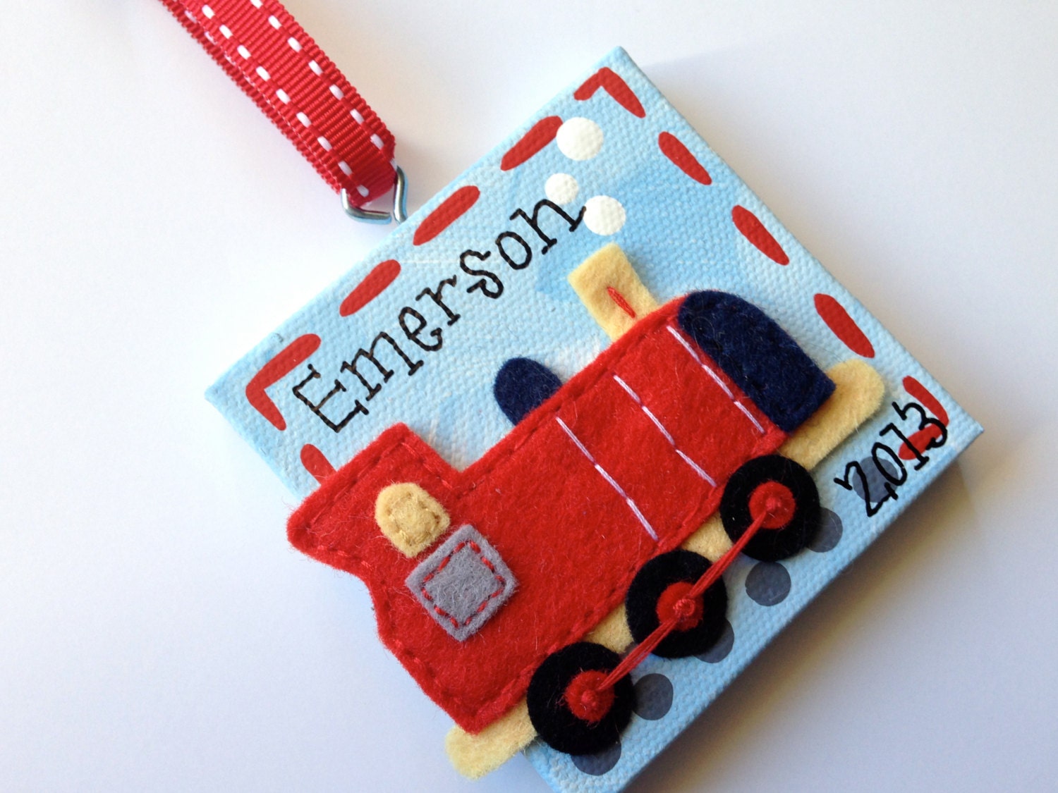 Personalized felt train Christmas ornament | Etsy
