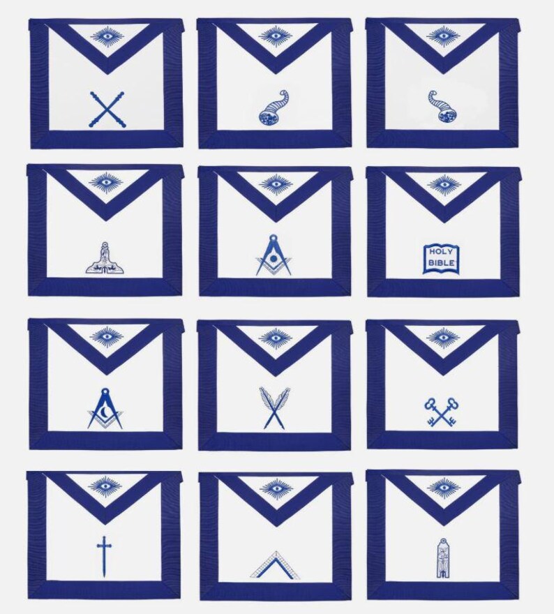 Blue Lodge Masonic Regalia Set – 12 Pcs Officer Aprons, Collars & Gloves | Freemason Lodge Kit ...
