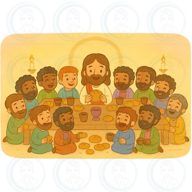 Printable Last Supper Clipart, Cute Jesus SVG PNG JPG, Christian Art ...