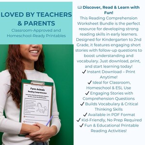 Reading Comprehension Bundle, Kids Reading Printables, 1st Grade, 2nd ...