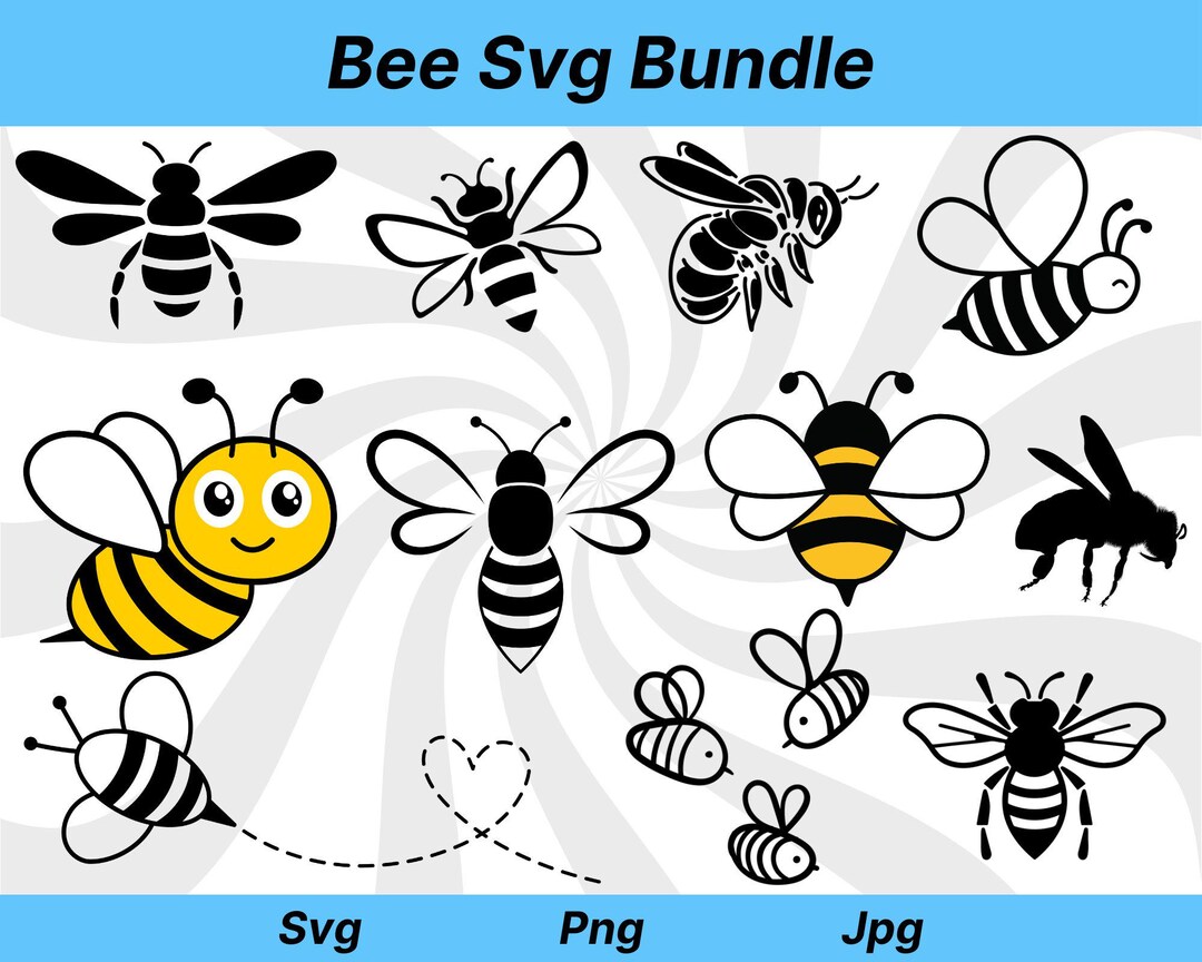 Bee Svg Bundle, Honey Bee Svg, Honey Bee Png, Bee Hive Svg, Bee Clipart ...