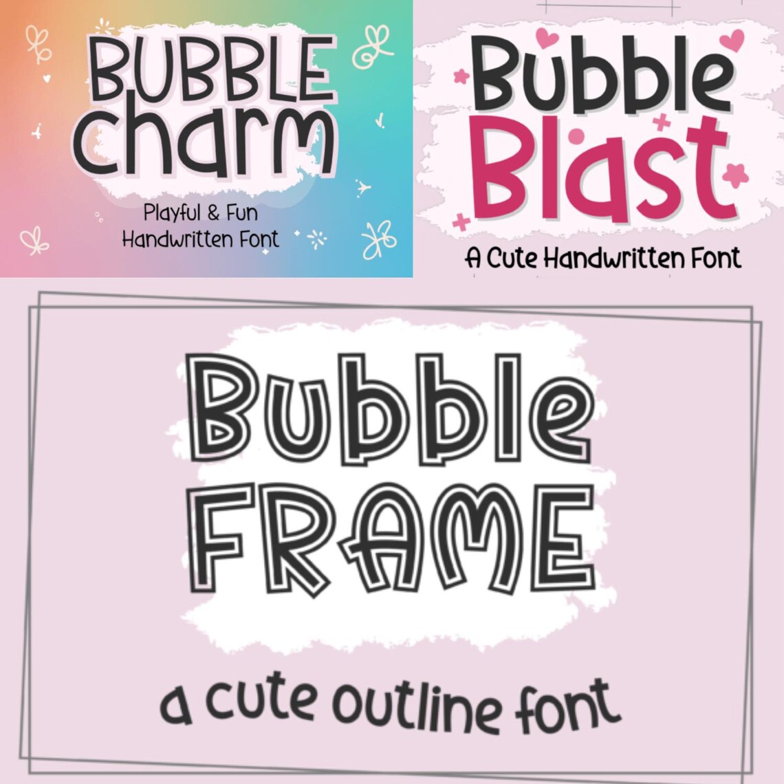 Bubbly - Bubble Letters TTF OTF Font Bundle, Bubbly Fonts, Bubbly ...