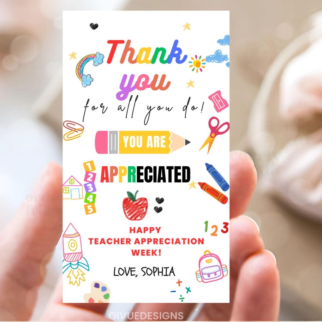 Editable Teacher Appreciation Gift Tags: Printable Thank You Labels ...