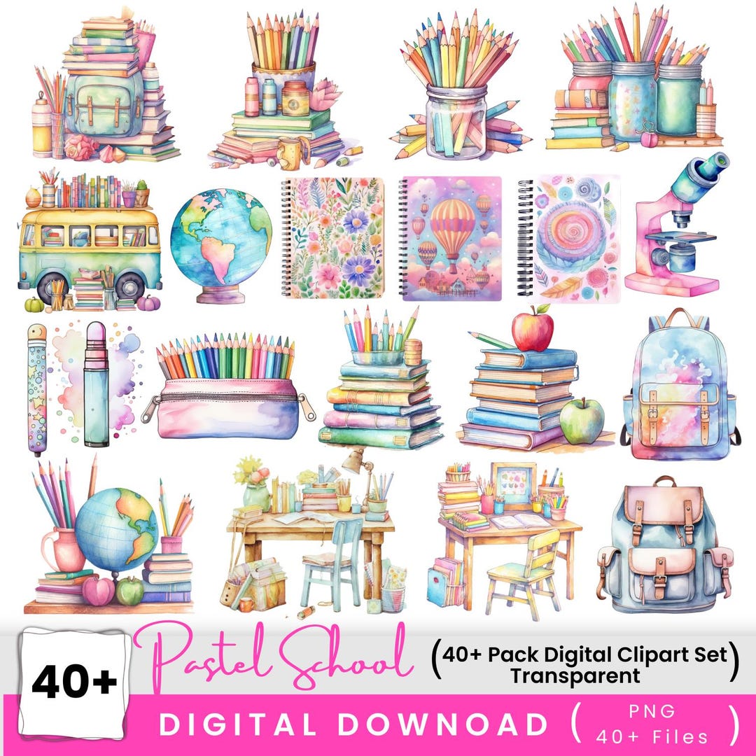 Pastel School Clipart Set: Cutecore Teacher & Homeschool PNG - Etsy