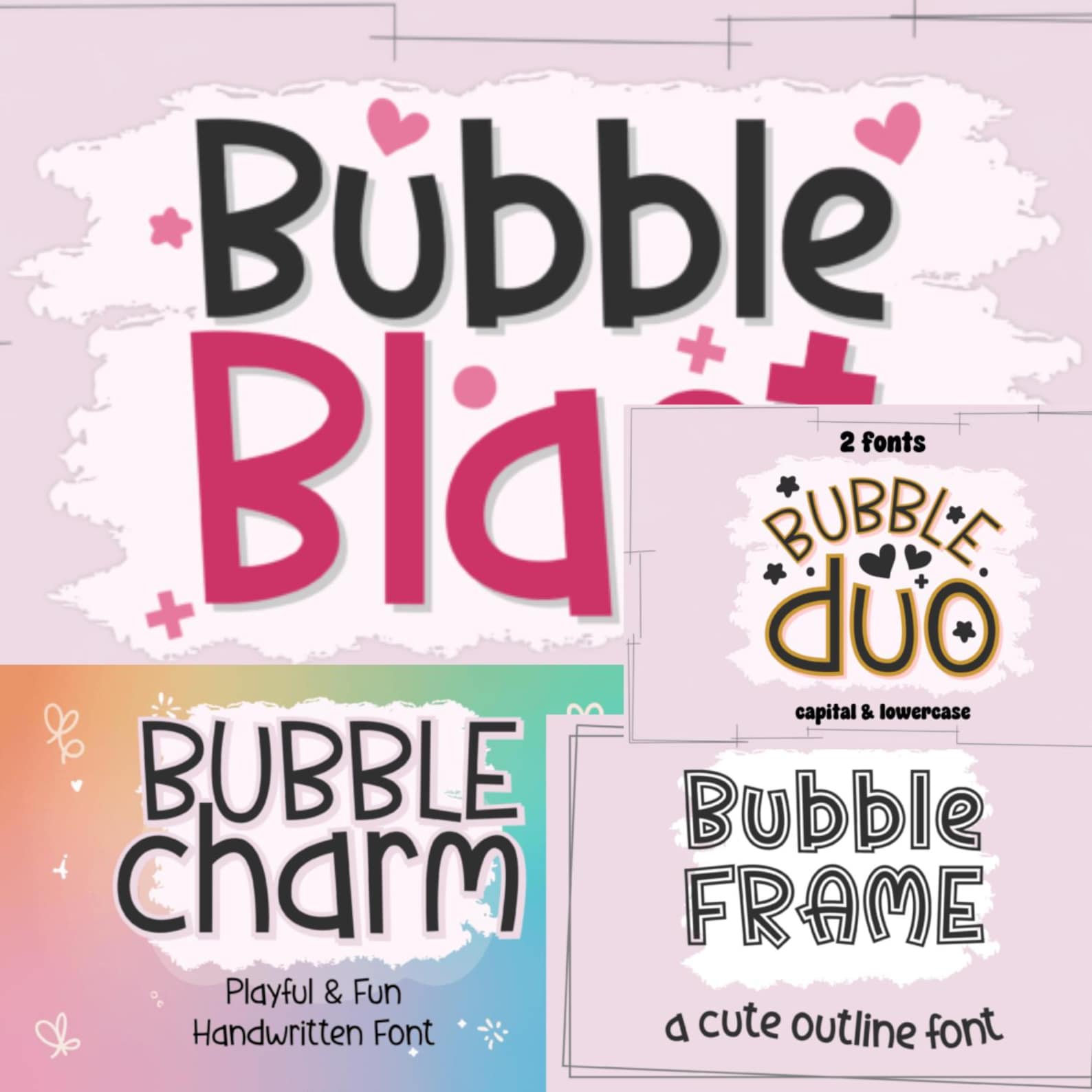 Bubbly - Bubble Letters TTF OTF Font Bundle, Bubbly Fonts, Bubbly ...