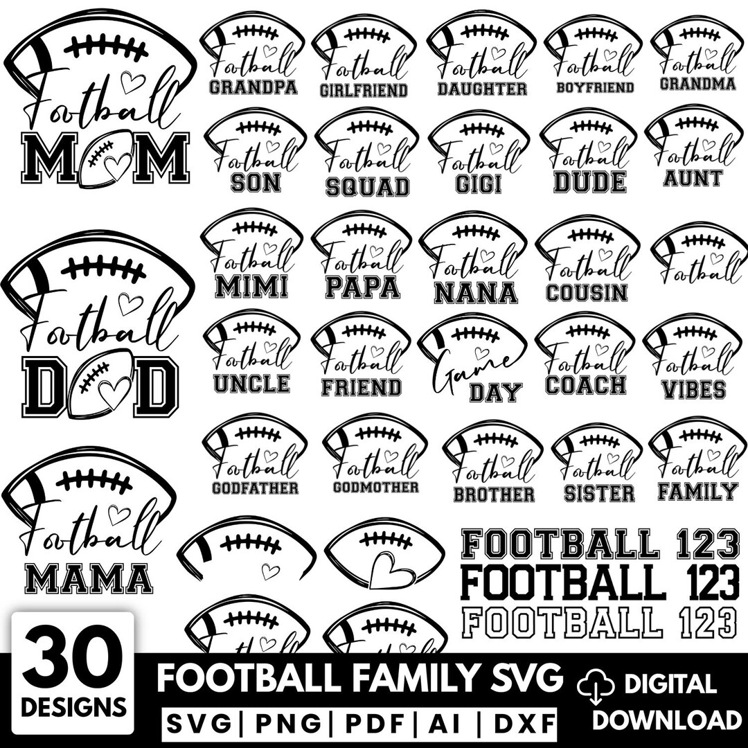 Football Family SVG Bundle: Cricut & Silhouette Cut Files (digital ...