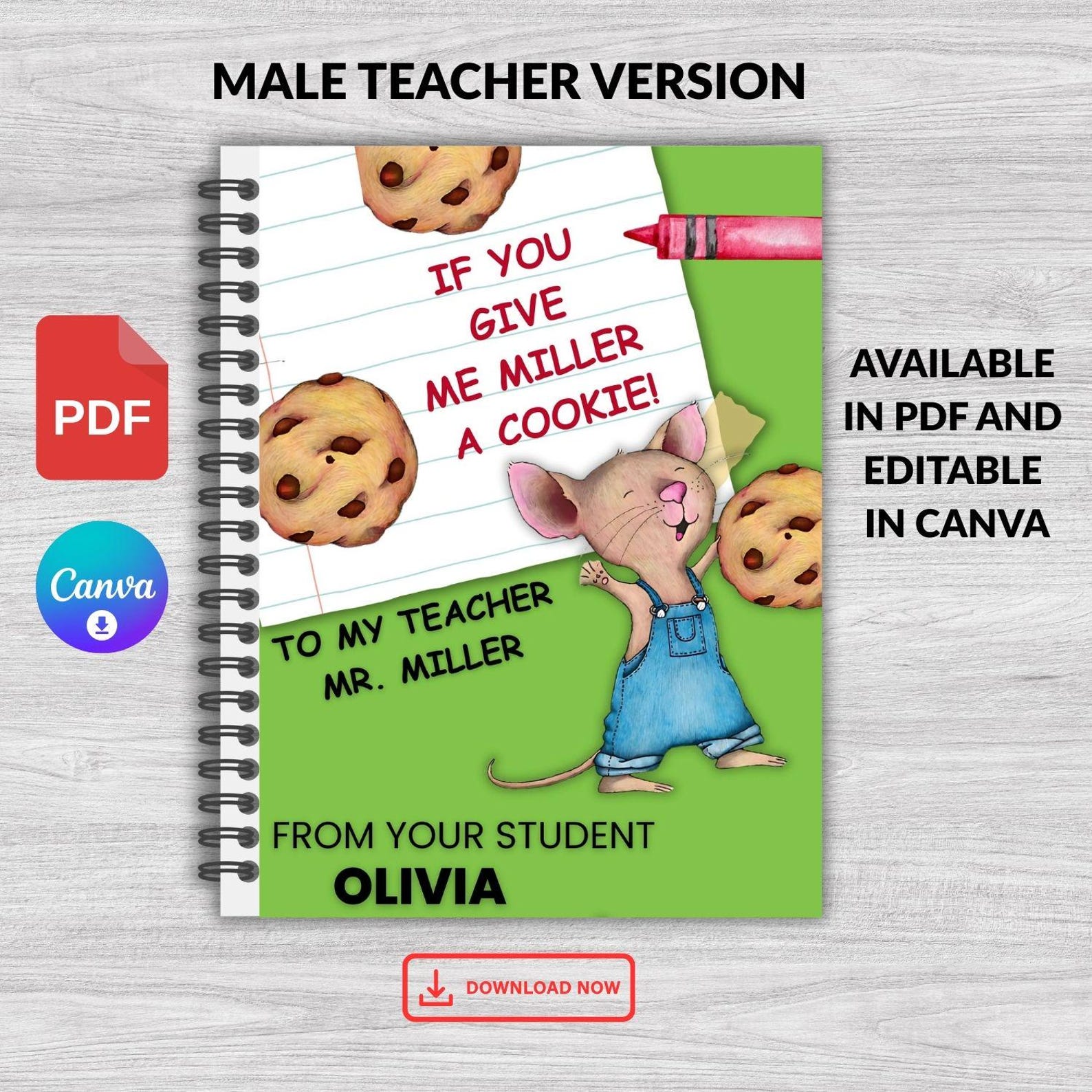 Teacher Appreciation Gift Book Template: Canva Editable (digital ...
