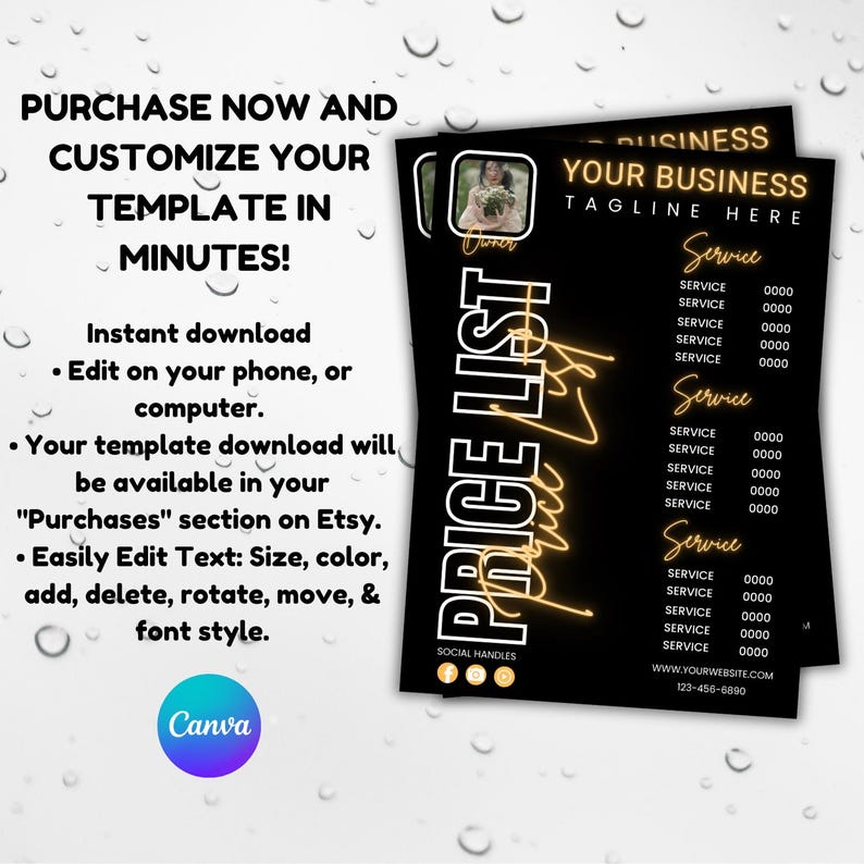 Beauty Salon Price List Template: Minimalist Flyer (editable Canva) - Etsy