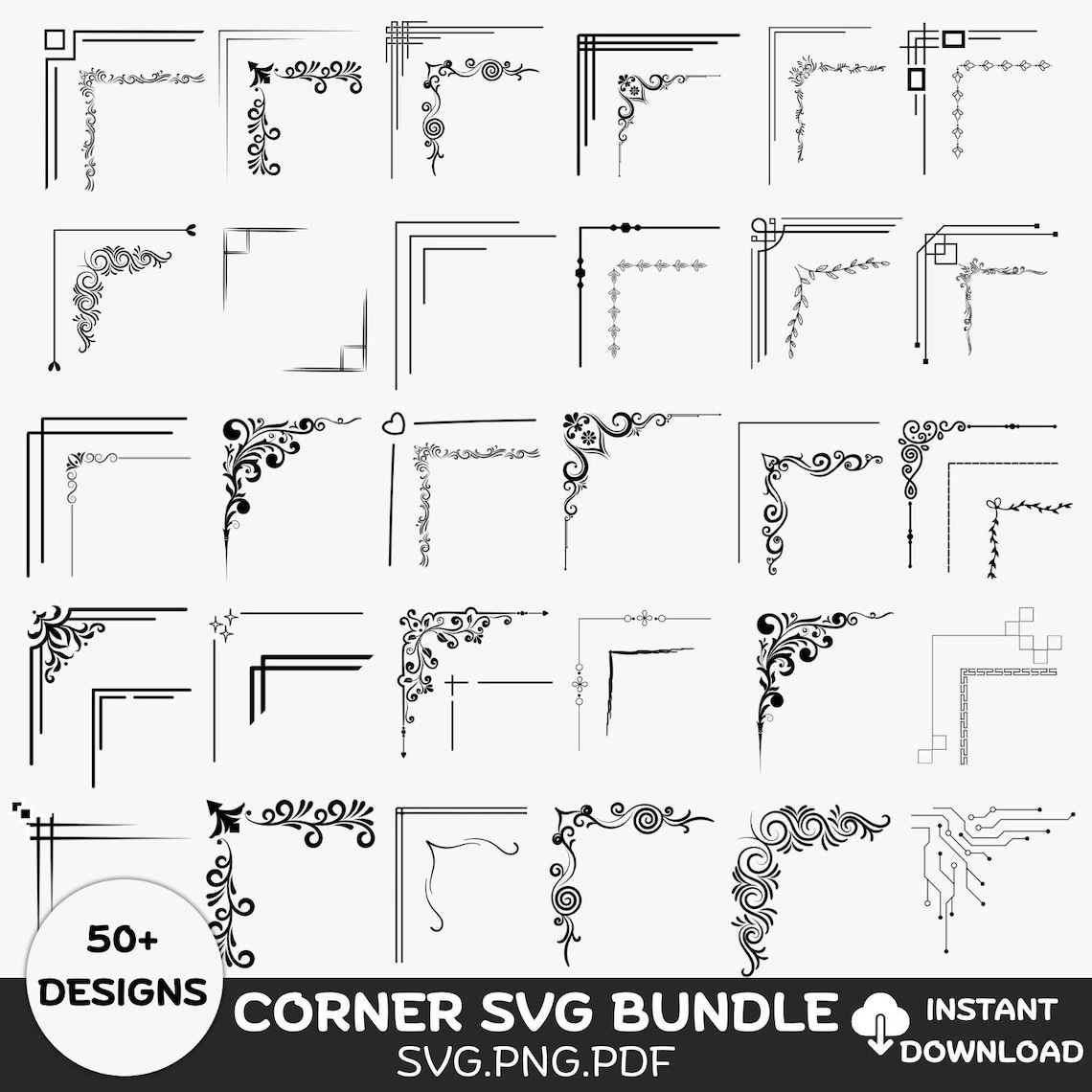 Floral Corner SVG Bundle, Wedding Border Frame (svg, Png, Pdf) - Etsy