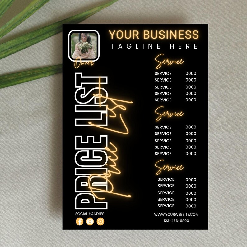 Beauty Salon Price List Template: Minimalist Flyer (editable Canva) - Etsy