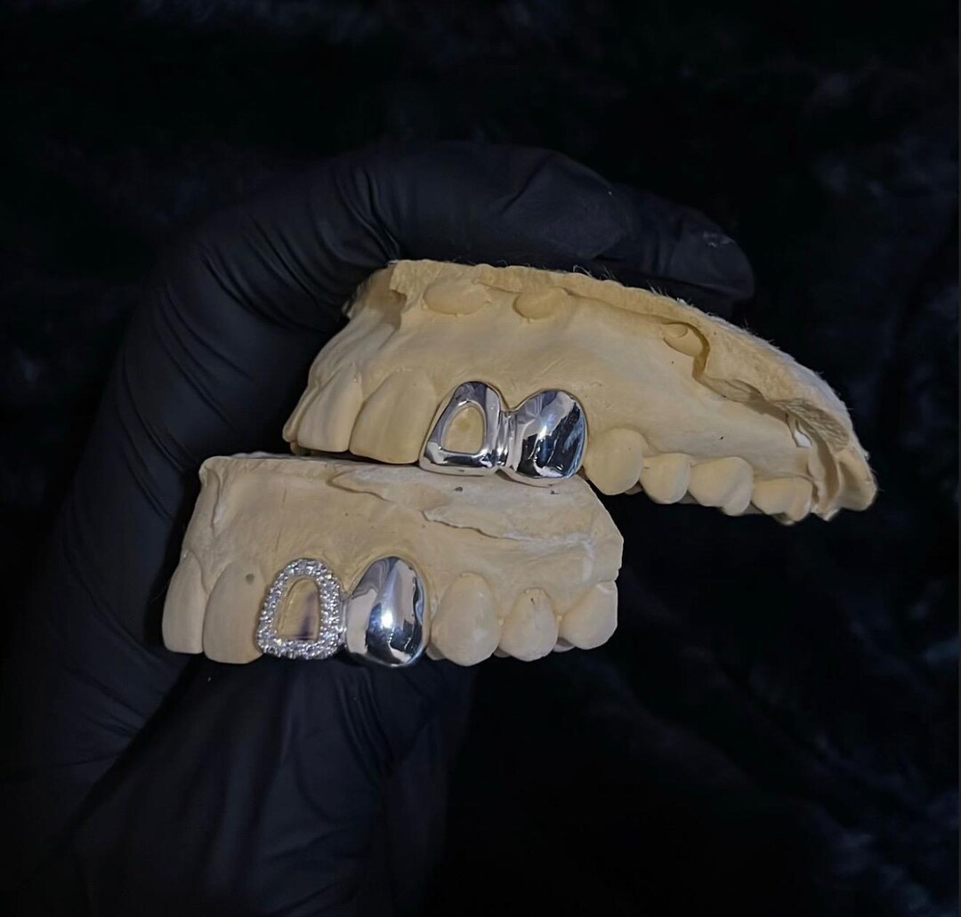 Iced Out Diamond Open Face Window & Plain Cap Sterling Silver 925 ...