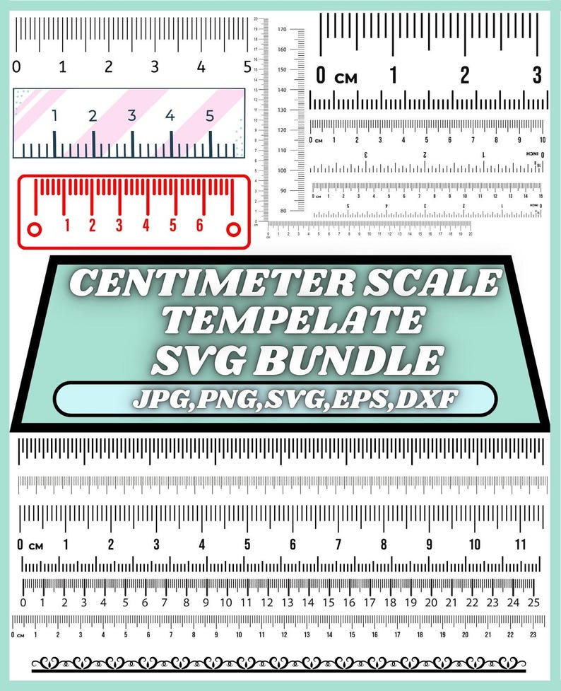 Ruler SVG Template Bundle, Inches and Centimeters Scale (digital ...