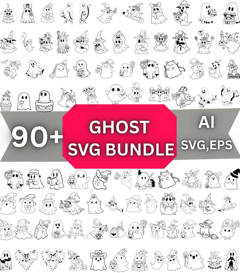 Cute Ghost SVG Bundle, Minimalist Halloween Clipart (digital Download ...